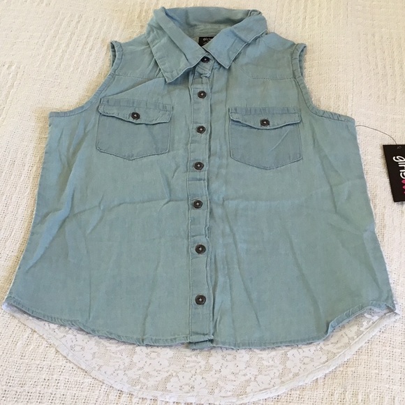 girls | Shirts & Tops | Nwt Girls Size 12 Sleeveless Button Shirt Lace ...